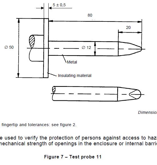 IEC61032 Figure 7 Device 11 Rigid Test Finger Probe - IEC Testing Equipment