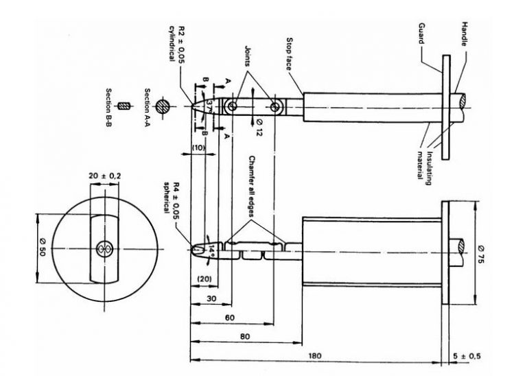 IEC 60335-1 clause 20.2 Articulating Finger Probe Test Probe B of IEC ...